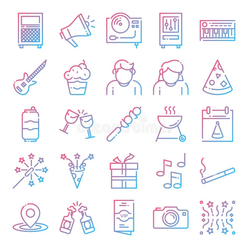 Party icons pack stock illustration. Illustration of surprise - 146988558