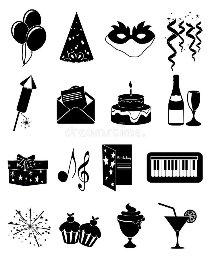 Party icons set stock vector. Illustration of candles - 45673042