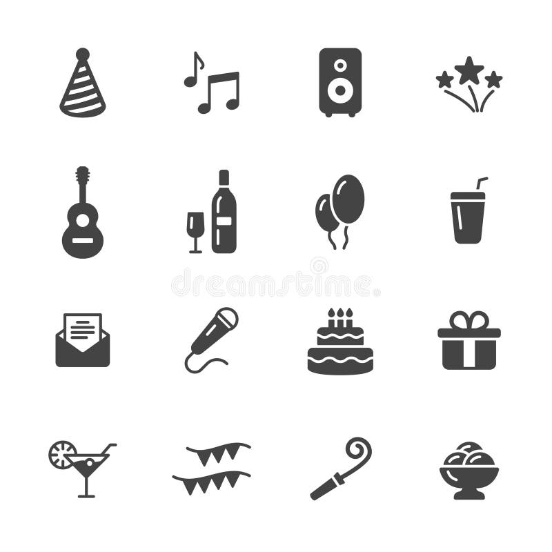 Party Icons Set stock vector. Illustration of flat, entertainment ...