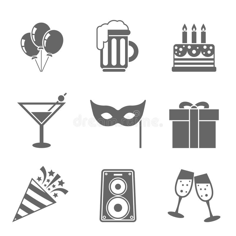 Party Icons Set stock vector. Illustration of event, vector - 64972177