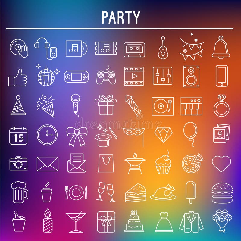 Party Icons Set, Symbols. Vector Stock Vector - Illustration of love ...