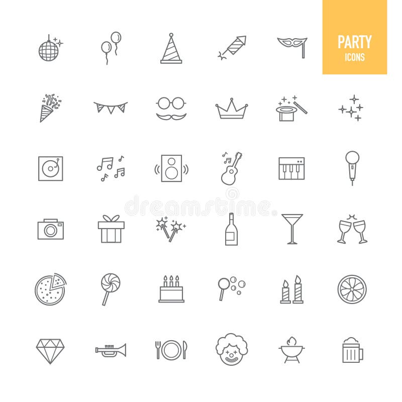 Party icons set. stock vector. Illustration of event - 52848073