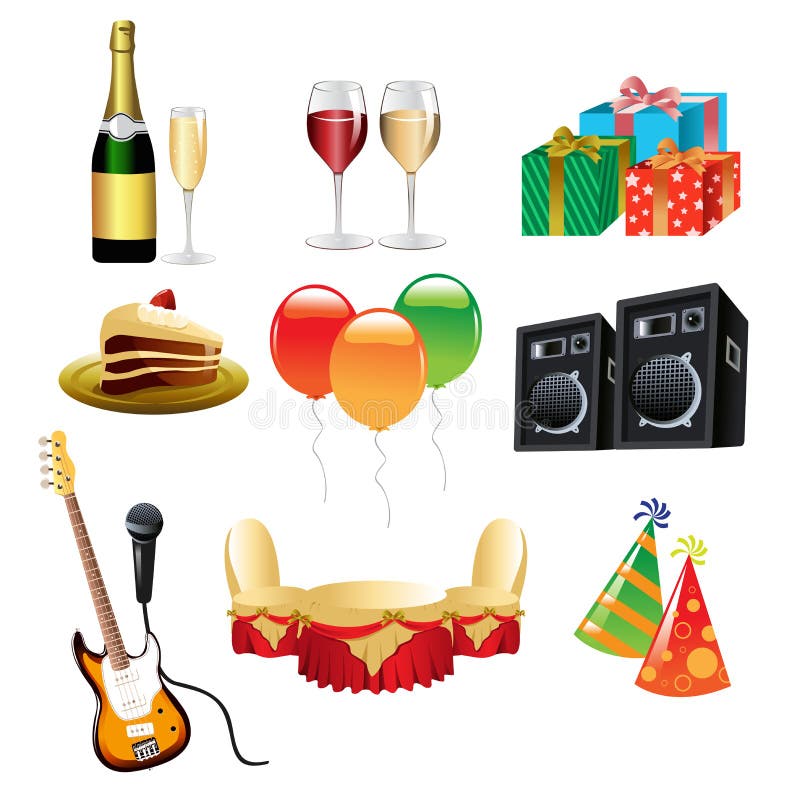 Party icons stock vector. Illustration of champagne, celebration - 33949805