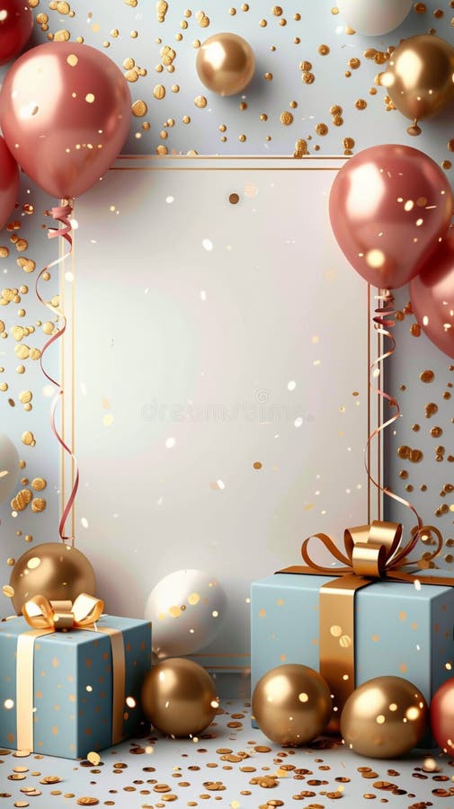 Party Invitation with Balloons, Presents, and Space for Text Stock ...