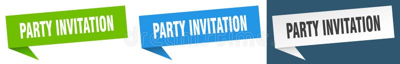 Party Invitation Banner. Party Invitation Speech Bubble Label Set Stock ...