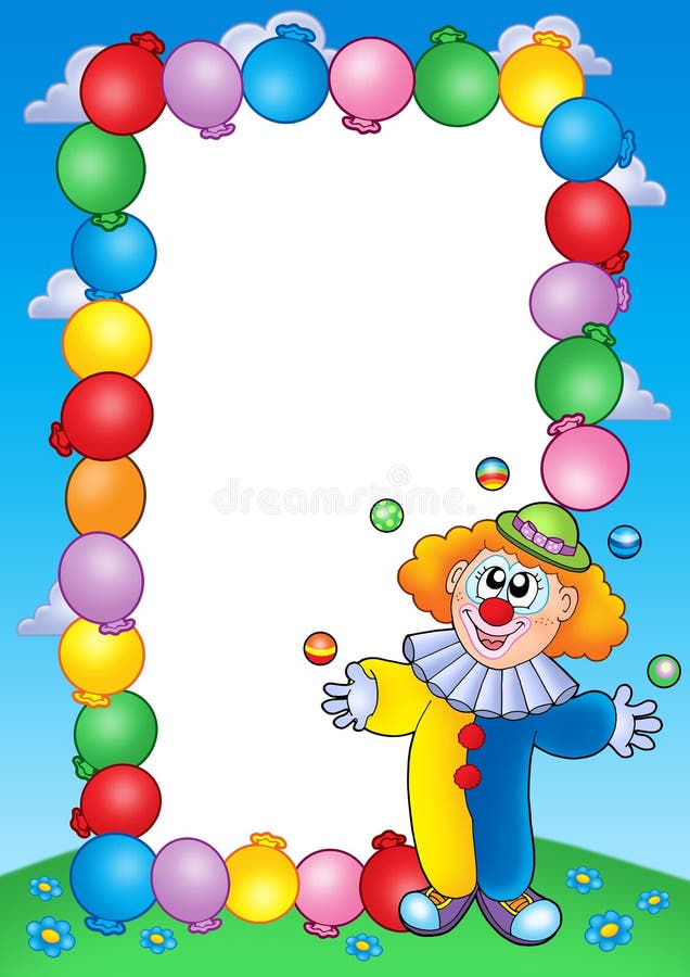 Party Invitation Frame with Clown 1 Stock Illustration - Illustration ...