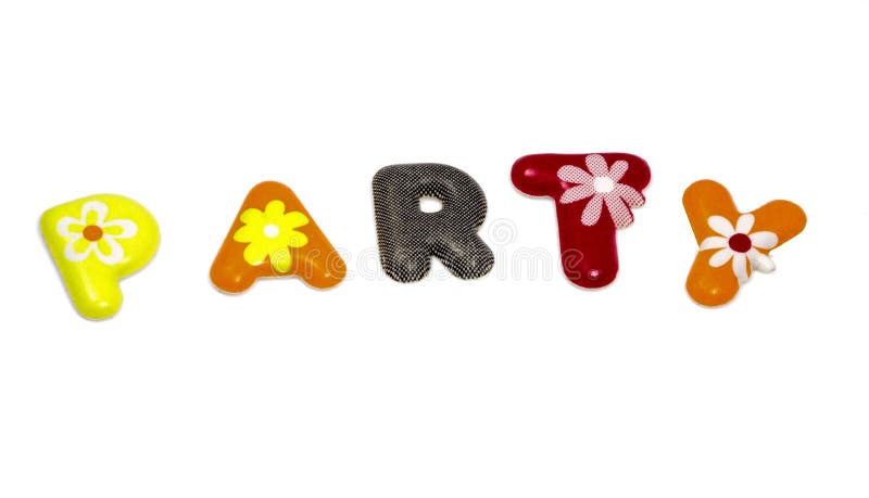 Party Letters And Orange Ribbon Stock Photo - Image of party, pink ...