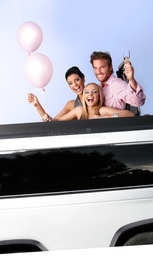 Party in limousine stock image. Image of friendship, balloon - 30968679