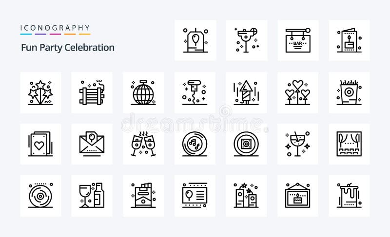 25 Party Line icon pack stock vector. Illustration of explosive - 264555541