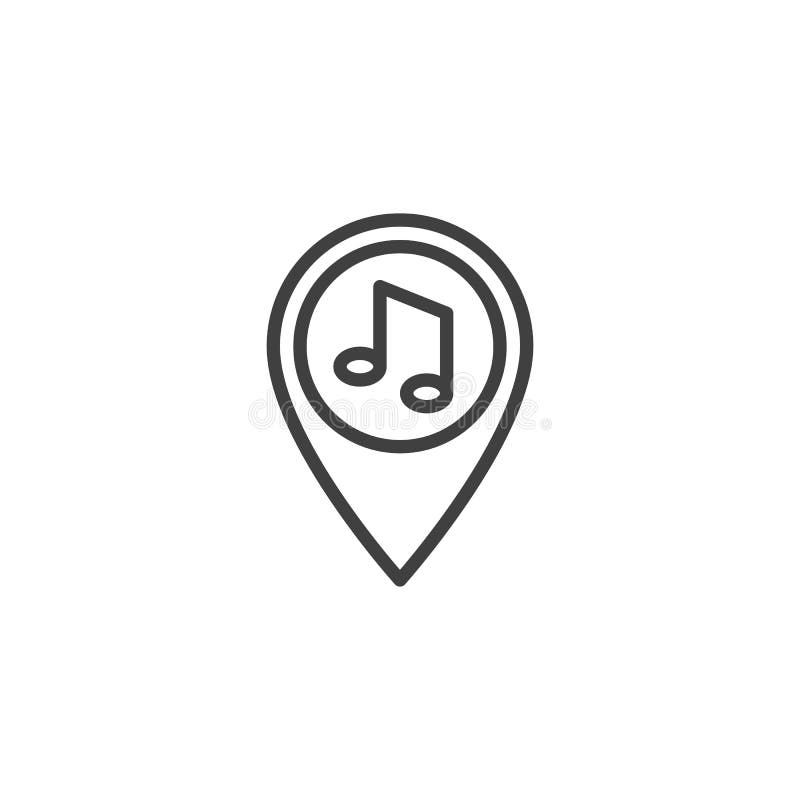 Party Location Pin Line Icon Stock Illustration - Illustration of note ...