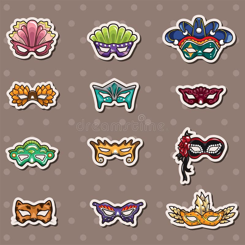 Party mask stickers stock vector. Illustration of flower - 25666567