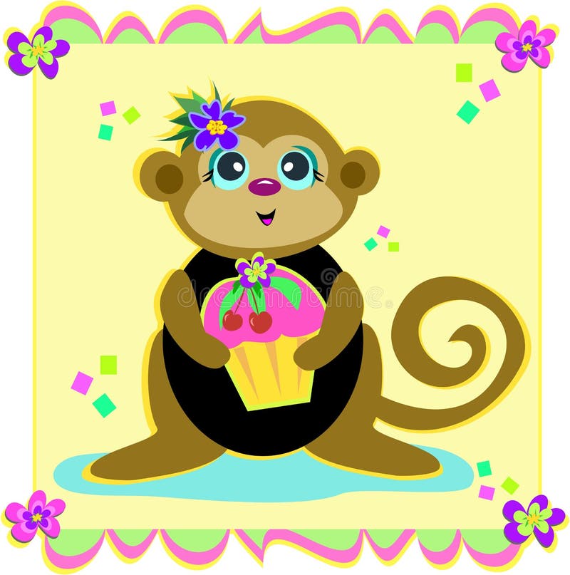 Party Monkey stock vector. Illustration of baby, cupcake - 17014095