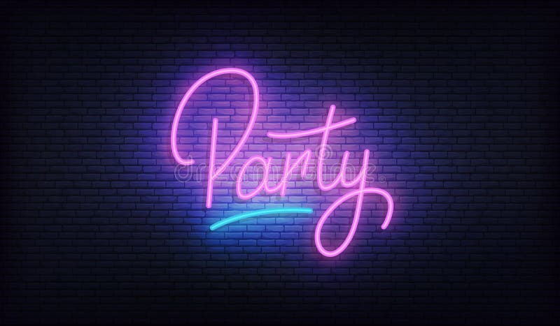 Party Neon Template. Glowing Neon Lettering Party Sign Stock Vector ...