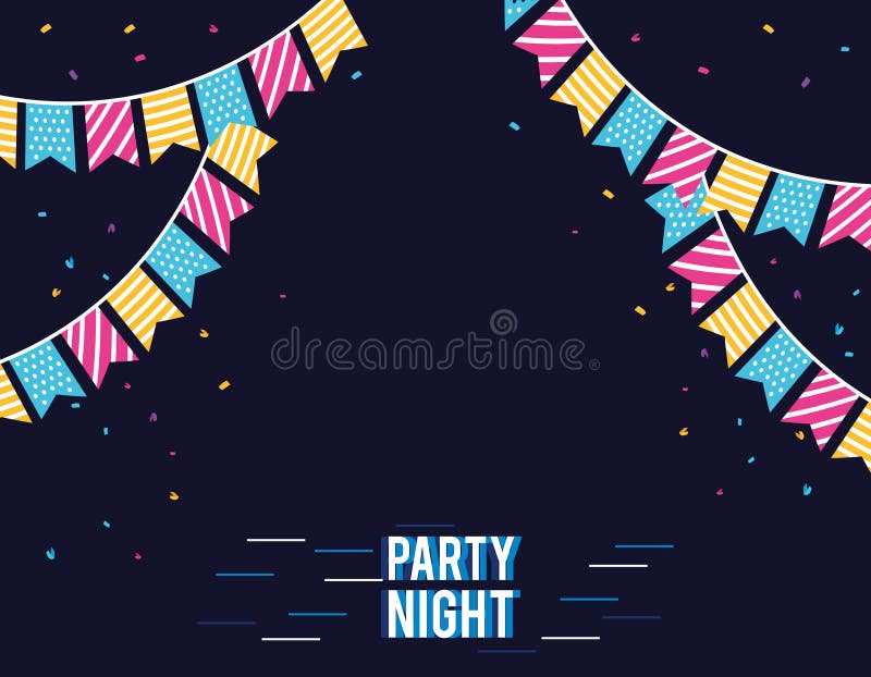Party Night Banner with Garlands Stock Vector - Illustration of night ...
