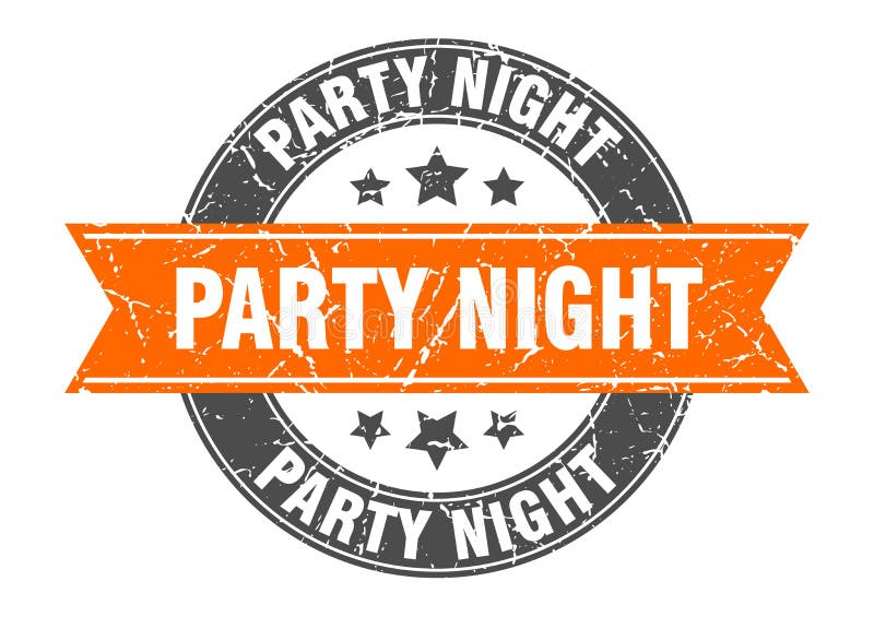 Party Night Round Ribbon Isolated Label. Party Night Sign Stock Vector ...