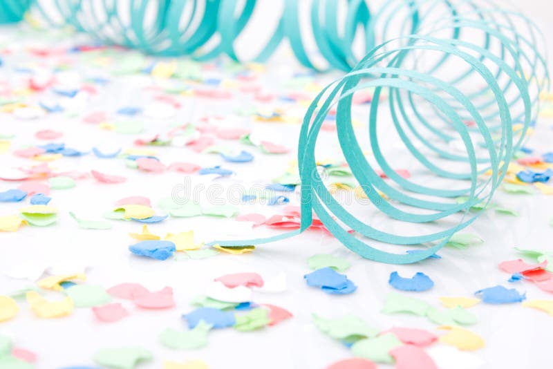 Party Paper Ribbons and Confetti Stock Photo - Image of streamer ...