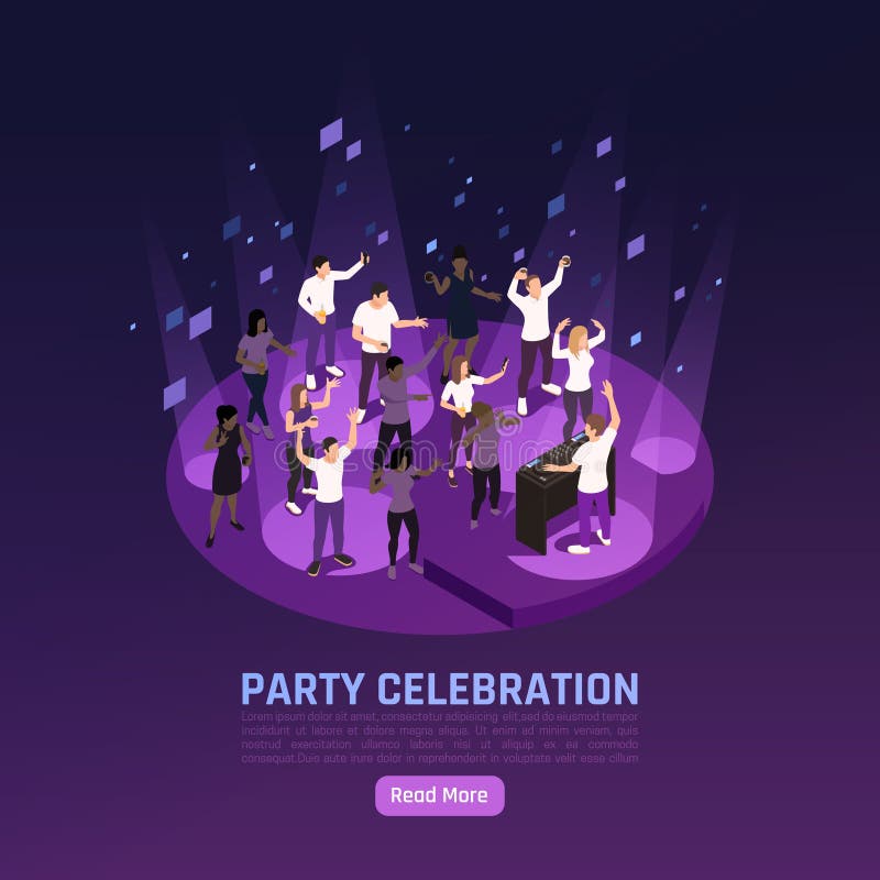 Party People Isometric Background Stock Illustration - Illustration of ...
