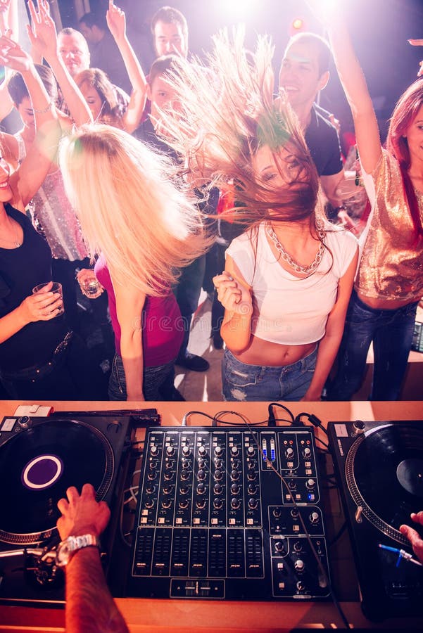 Night Club Silhouette Crowd Hands Up at Confetti Steam Stage Editorial ...