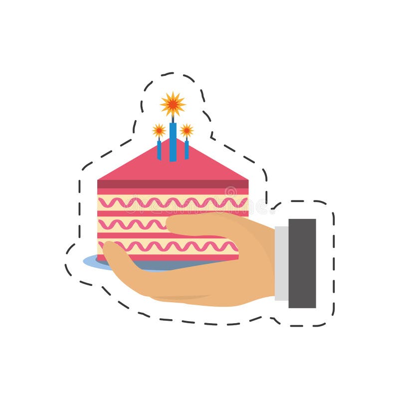 Party Piece Cake in Hand Icon Image Stock Illustration - Illustration ...