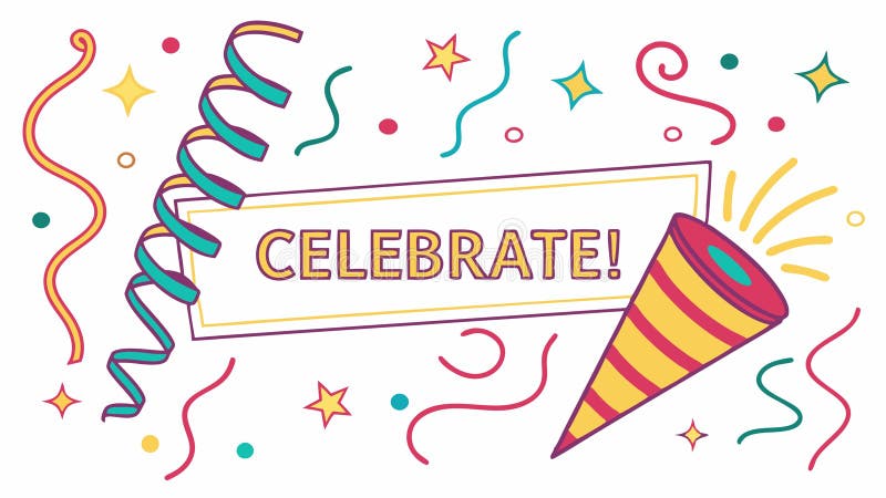 Party Popper with Confetti and Celebrate Text Vector Art, Vector Design ...