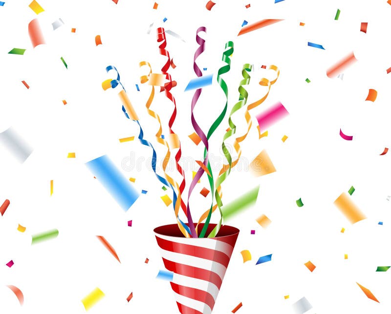 Party Popper with Confetti and Streamer Stock Vector - Illustration of ...