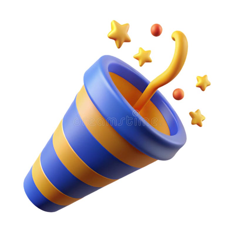 Party Popper 3D Icon Colorful Confetti Explosion for Celebrations Stock ...