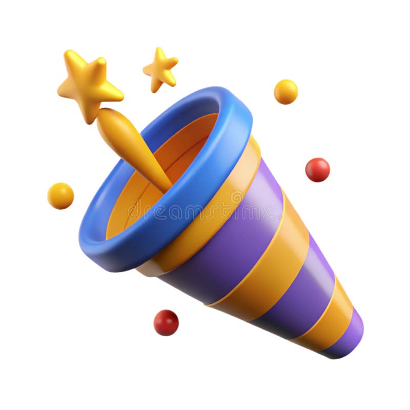 Party Popper 3D Icon Colorful Confetti Explosion for Celebrations Stock ...