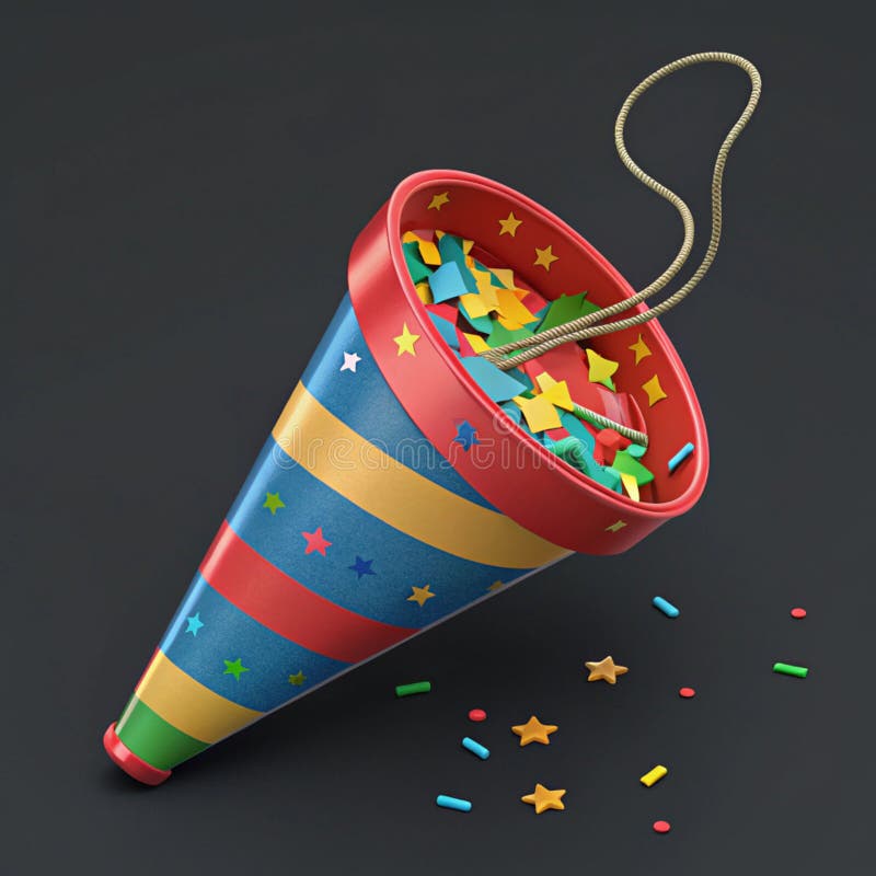 Party Popper 3D Icon Festive Celebration Symbol Stock Illustration ...