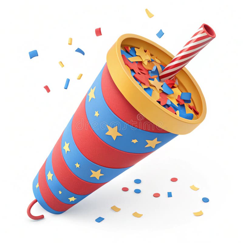 Party Popper 3D Icon Festive Celebration Symbol Stock Illustration ...
