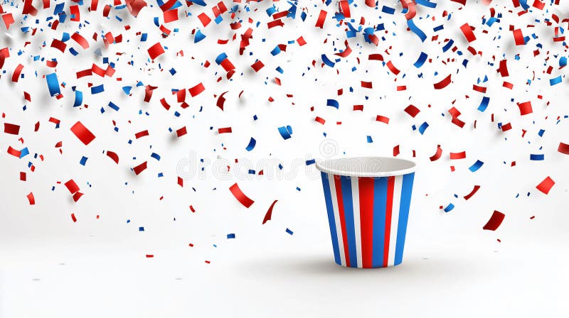 Party Popper Exploding with Red, White, and Blue Confetti Stock ...
