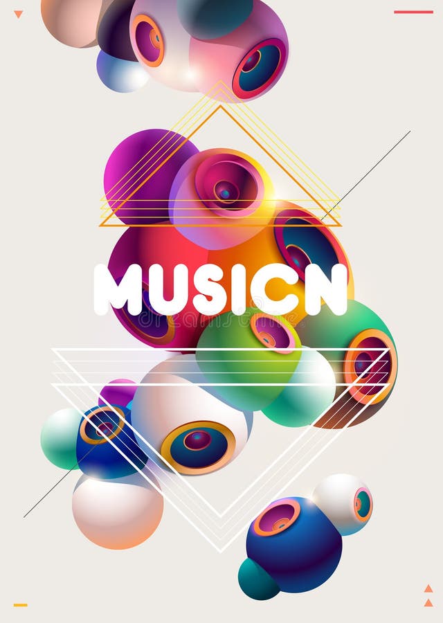 Party Poster Design with 3D Colorful Speaker. Stock Vector ...