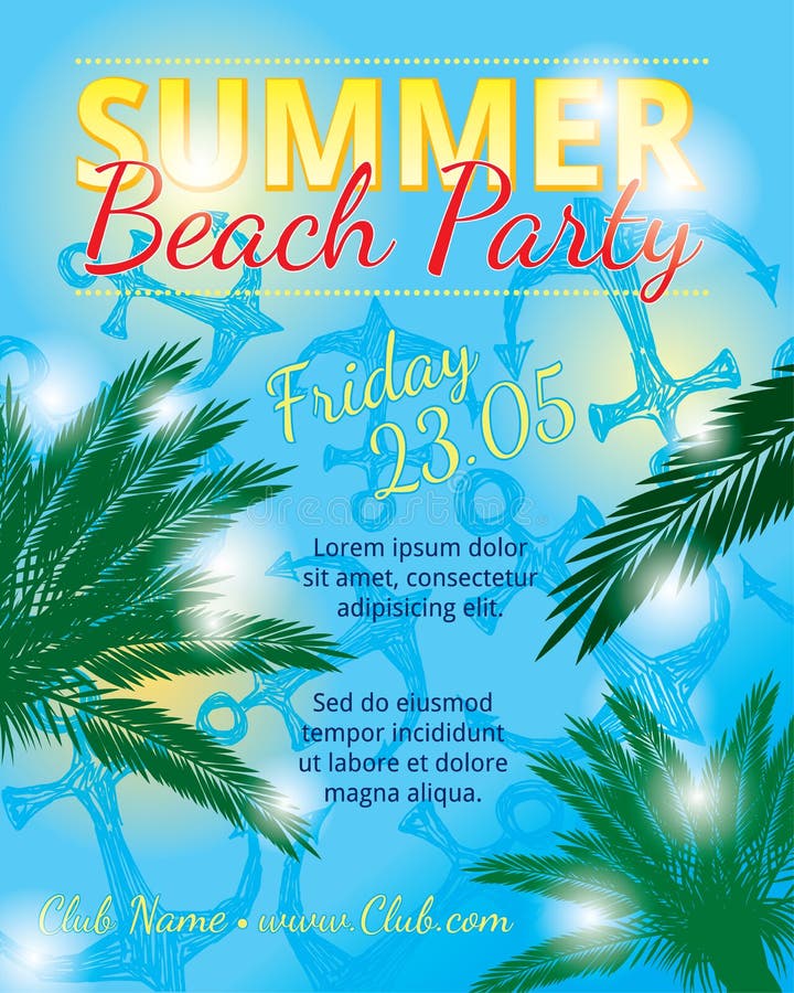 Party Poster Design Template with Pretty Girl Stock Illustration ...