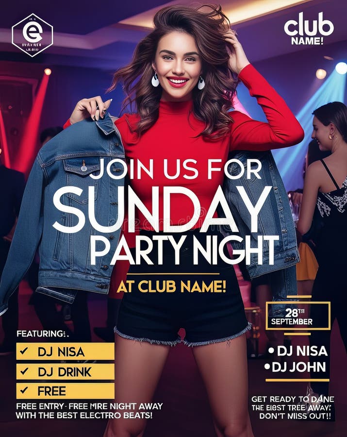 Party Flyer Layout with Paint Stroke Photo Placeholder Stock ...