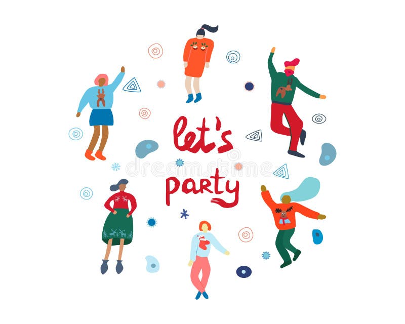 Party Poster Template with Dancing People Stock Illustration ...