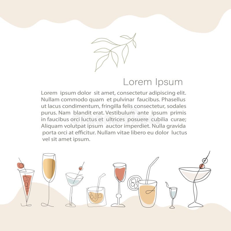 Party, Reception and Alcoholic Drinks. Abstract Minimalistic Vector ...