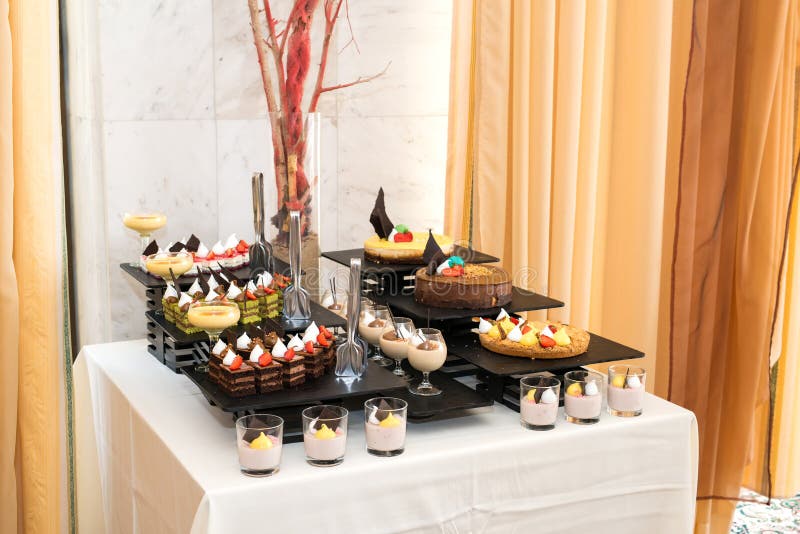 Party Reception. Dessert Buffet. a Table Filled with Assortment of ...