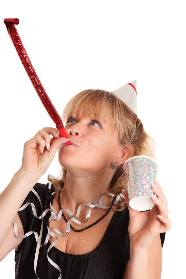 Party blowers stock photo. Image of hair, happy, birthday - 25143824