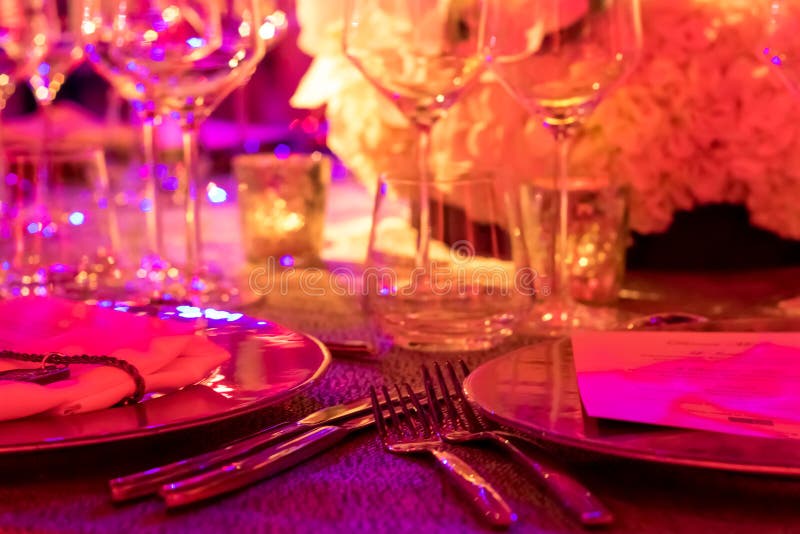 Party Setting with Colorful Bokeh Background Stock Photo - Image of ...