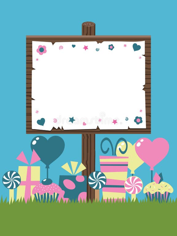 Party sign post stock vector. Illustration of cake, gift - 14252677