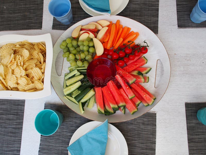 Party snacks stock photo. Image of apples, chips, snacks - 370262136