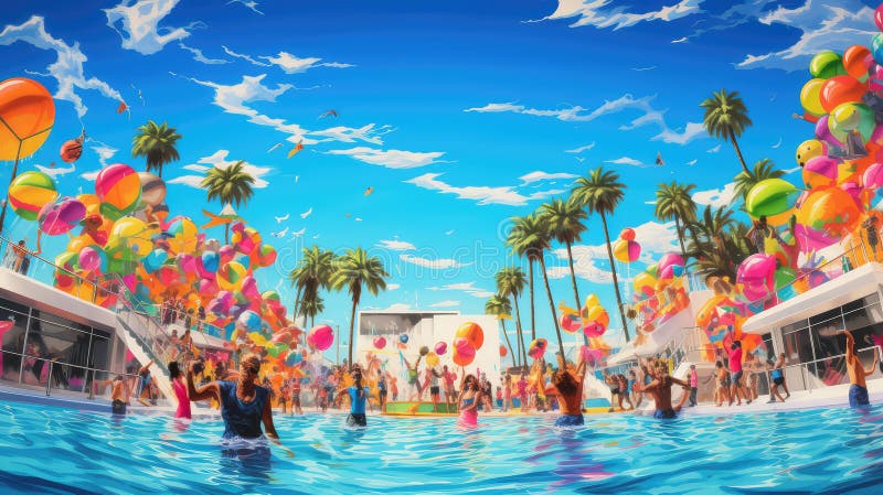 Party spring break pool stock illustration. Illustration of enjoyment ...