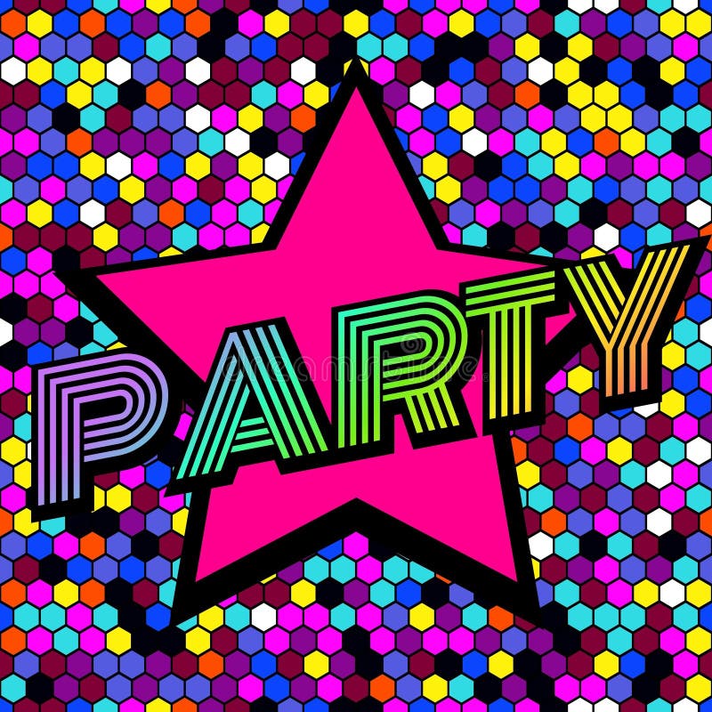 Party Stars Illustration Design Disco Retro Vector. Colorful Stock ...