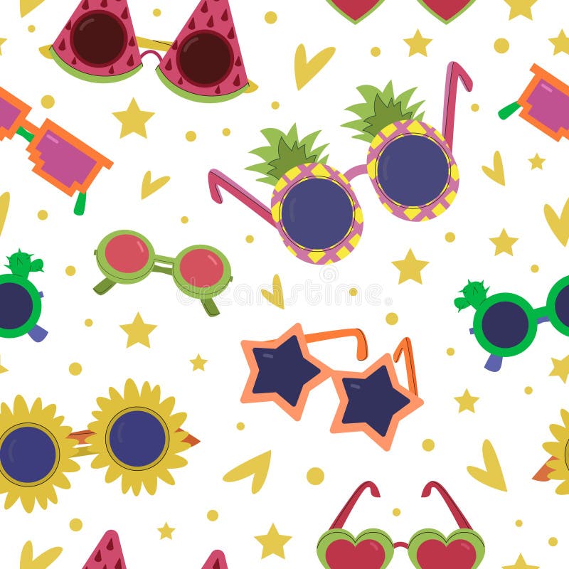 Party Sunglasses Pattern. Holiday Cartoon Carnival Decorative ...