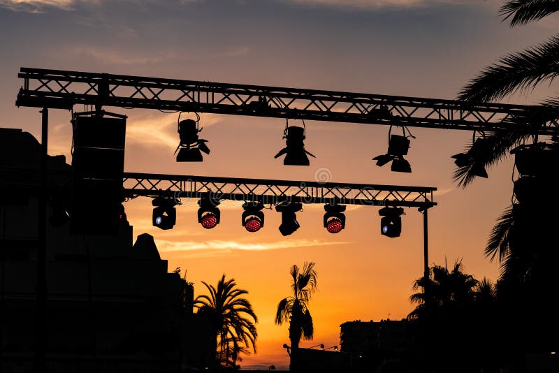Sunset Concert with Silhouettes Stock Photo - Image of scenery, holiday ...
