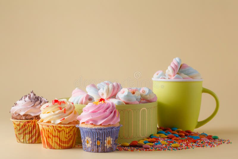 Party Sweets Decoration. Cupcake with Mug Stock Image - Image of ...