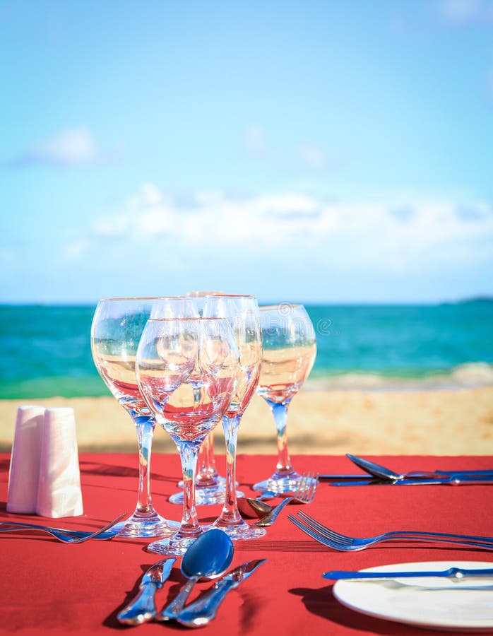 Party table on the beach stock photo. Image of hotel - 52011192