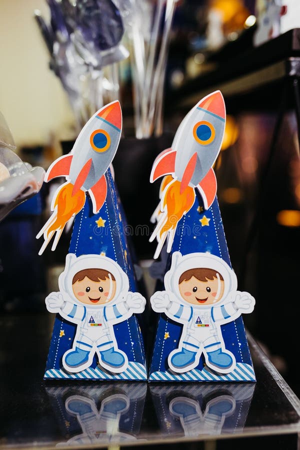 Party Table Featuring a Space-themed Decoration Stock Image - Image of ...