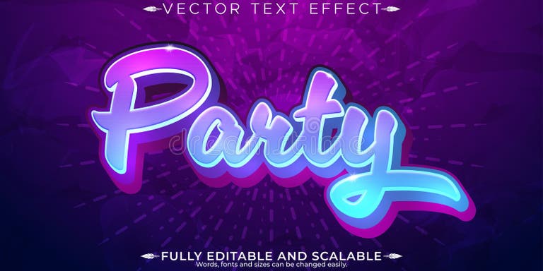 Party Text Effect, Editable Club and Event Text Style Stock Vector ...