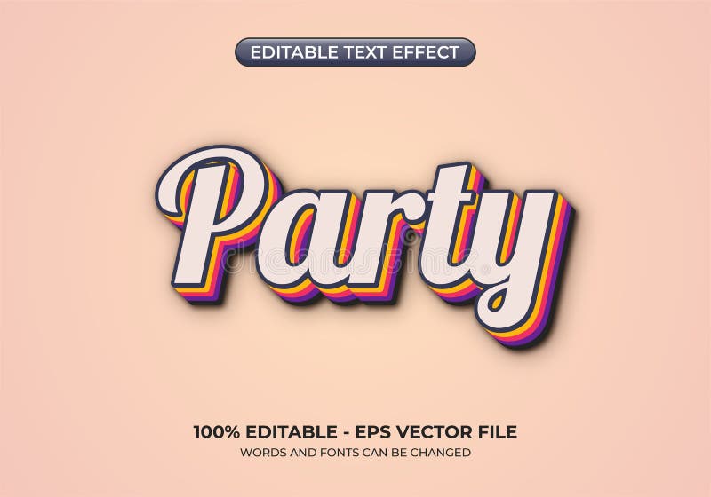 Party Text Effect. Editable Vintage Text Stock Vector - Illustration of ...