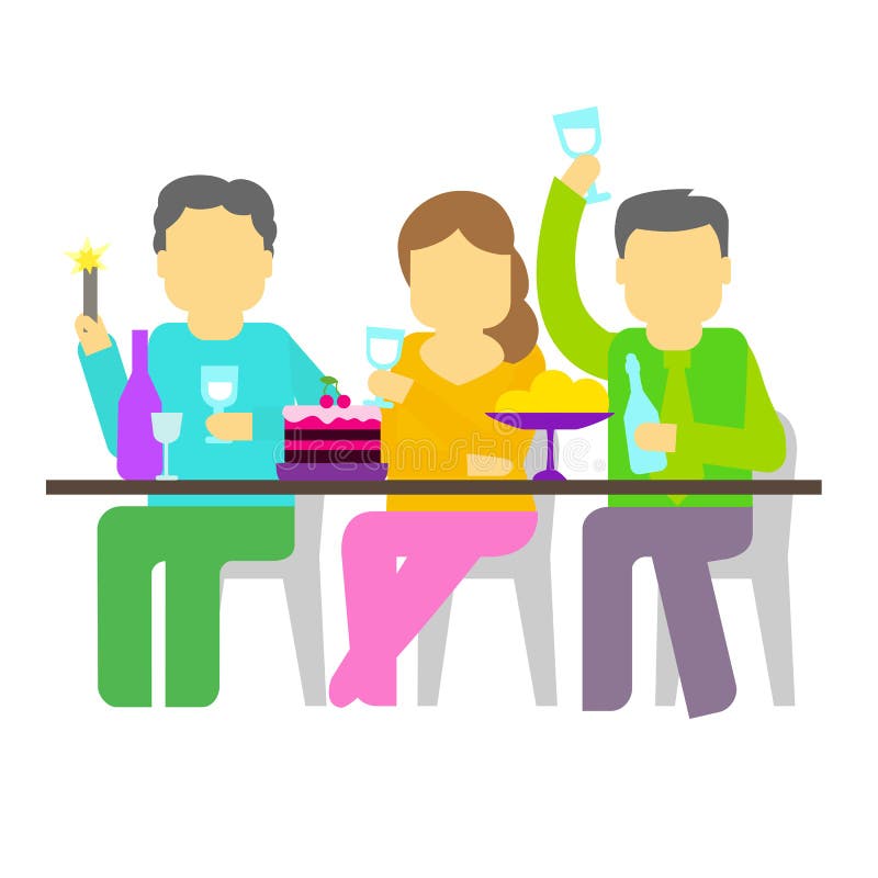 Party. Three people stock vector. Illustration of people - 47392073